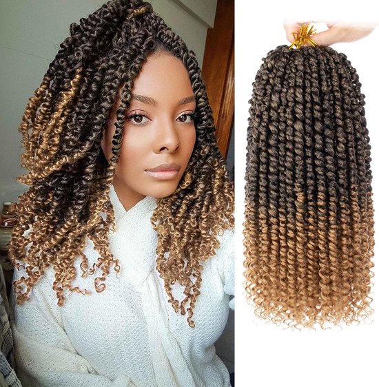 30,5 cm Pre-Twisted Kort Bob Haar Extensions Ombre Blonde Voor Gehaakte ...