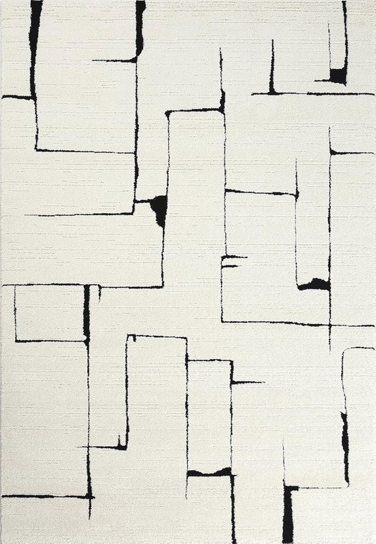 Modern kortpolig tapijt met hoog-laag-effect en 3D-effect - Crème, 120 ...