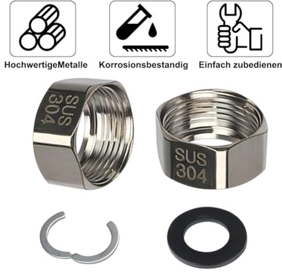 2pcs Connection Set Stainless Steel Corrugated Pipe Screw Connection ...