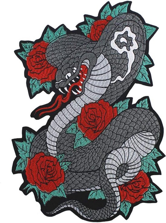 Grote Geborduurde Rose Snake Back Patches voor DIY Kleding en ...
