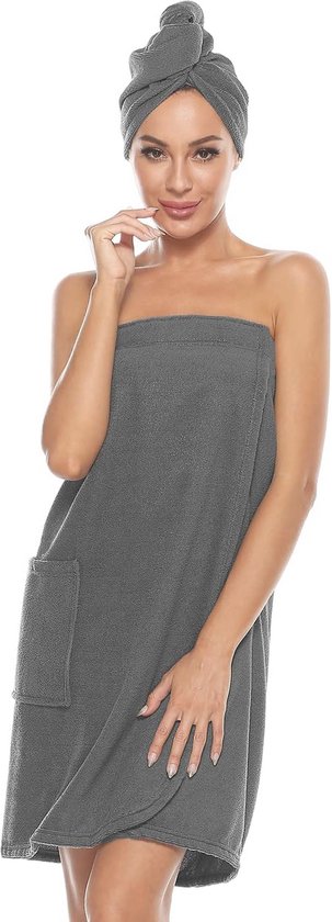 Dames Douche Wrap Badjas - Verstelbare Body Wrap met Zijvak ...