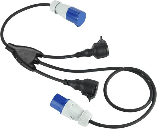 Caravan splitter verlenging met IP44 CEE-stekker en 2 geaarde ...