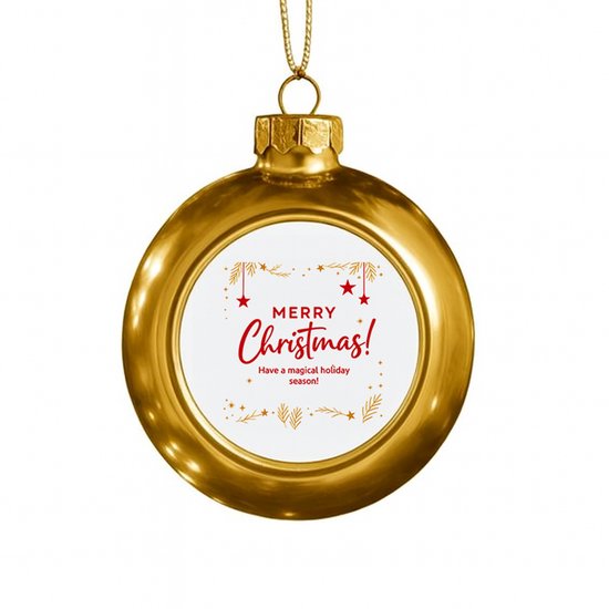 Gouden Kerstbal – Feestelijke “Merry Christmas” Kersthanger met Rode ...