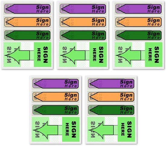 KARZO - 500 Stuks Stickers - Sign Here Labels, Groene 2, 5 Pakken van ...