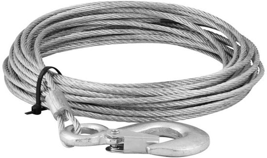 Staaldraad voor lier - 4 mm - 10 meter - Met haak | bol