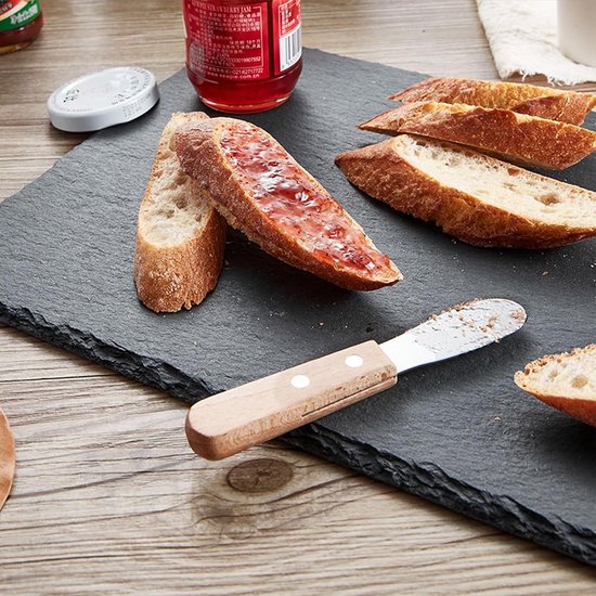 4 stuks roestvrijstalen botermes Set met houten handvatten, Gekartelde ...