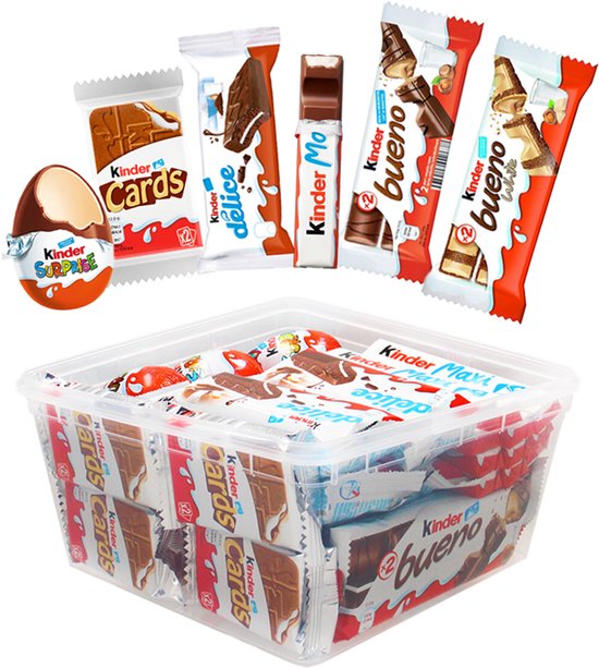 Kinder chocolade mix in herbruikbare partybox - Kinder Bueno melk & wit ...