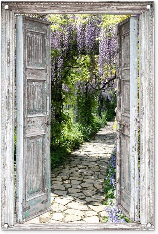 Garden poster 60x90 cm - See through - Forest - Stones - Spring | bol