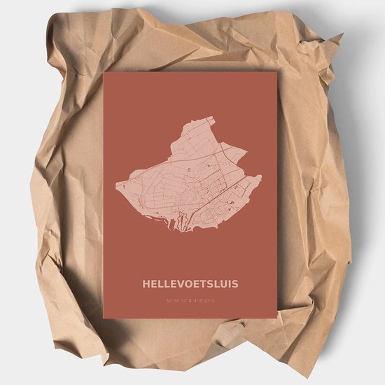 Poster Hellevoetsluis A2 - 42 x 59,4 cm - Rood (Exclusief Lijst) | bol