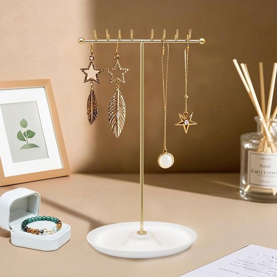 Sieraden Organizer met Metalen Basis - Gouden Sieradenhouder voor ...