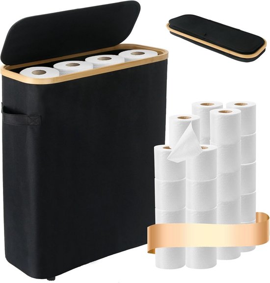 Grote Toiletpapier Opbergmand met Deksel voor 24 Rollen - Waterdichte ...