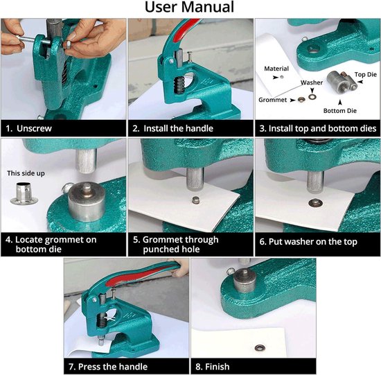 All4You - Eyelet Grommet Machine Handpers Oogjespers Set - 1500 Oogjes ...