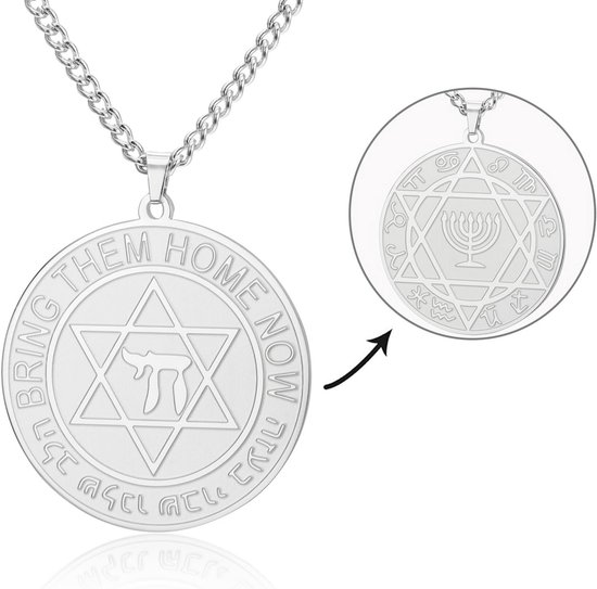 Joodse Davidster Ketting met Chai Symbool en Menora Hanger - Spiritueel ...