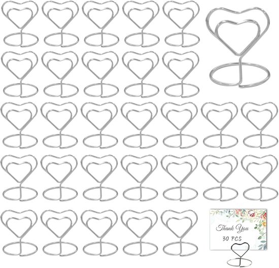 30 Stuks Hartvormige Fotohouders voor Bruiloft en Tafeldecoratie | bol