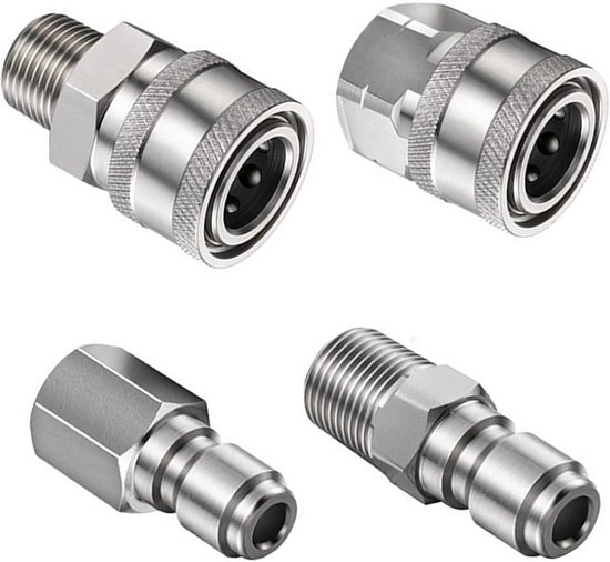 4 Delige Koppelingen voor Hogedrukreiniger 3/8 Inch NPT Snelkoppeling ...