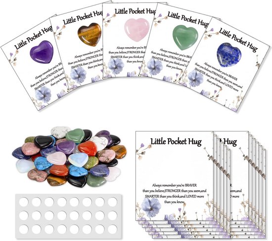 40x Hart Steen Set - Trooststenen voor Vrienden, Aanmoediging & Cadeau ...