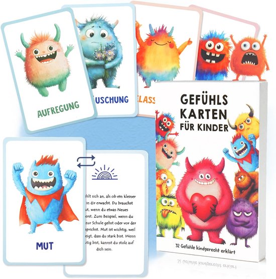32 Cartes Émotions pour Enfants - Cartes de Sentiments et Croissance | bol