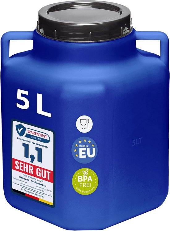 5 Liter Watertank met Deksel - BPA-Vrij Opslagvat voor Voedsel, Water ...