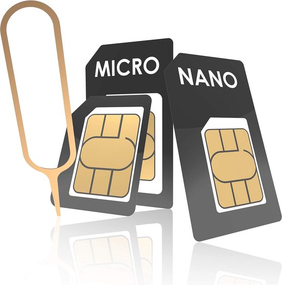 Adapterset voor Nano-SIM naar Micro-SIM | Inclusief Simopener Naald ...
