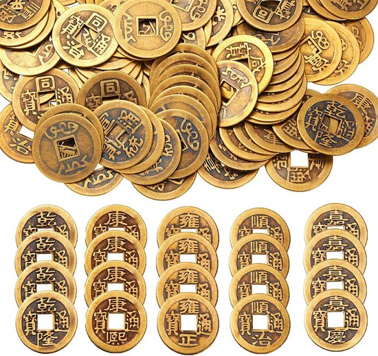 100x Authentieke Chinese Feng Shui Munten Koper voor Geluk en ...