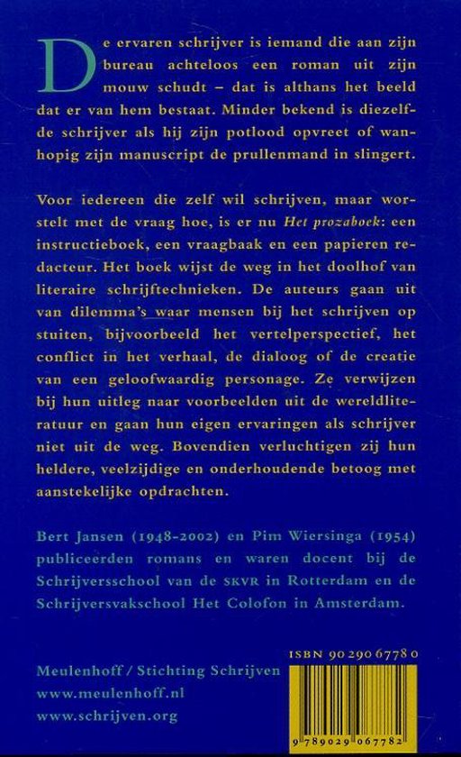 Prozaboek, Bert Jansen | 9789029067782 | Boeken | bol
