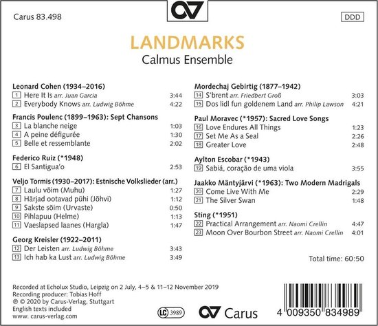 Calmus Ensemble - Landmarks (CD), Calmus Ensemble | Muziek | bol