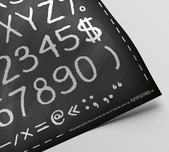 Educatieve poster (Posterpapier) - Alfanumeriek zwart krijtbord - 29.7 ...