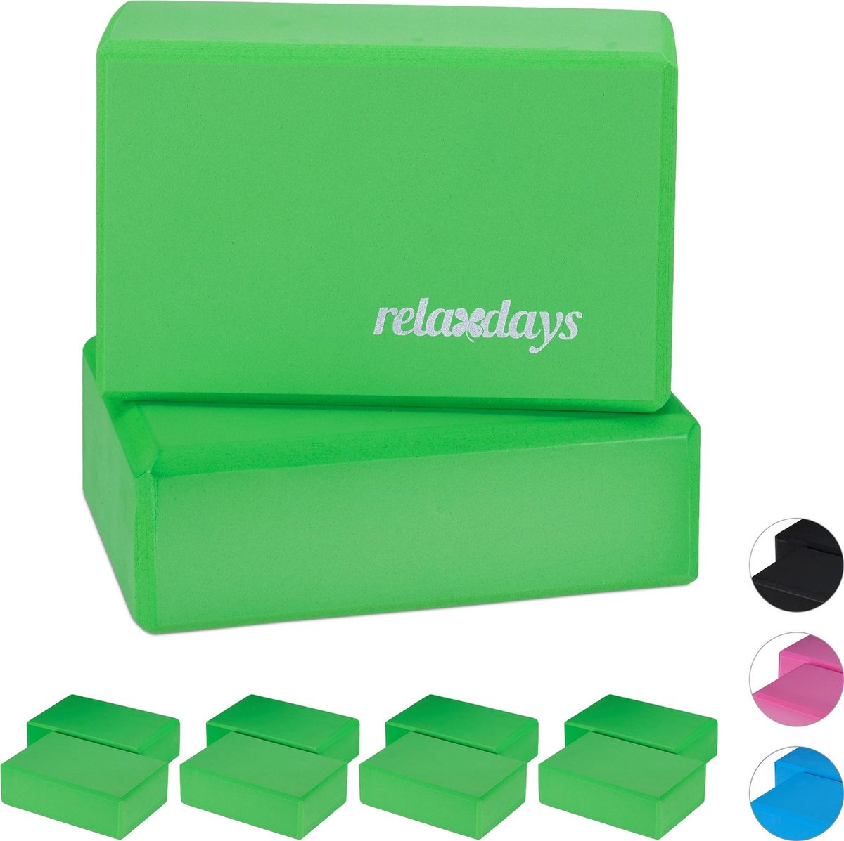 relaxdays 10 x yoga block green - professionnels et débutants - mousse ...