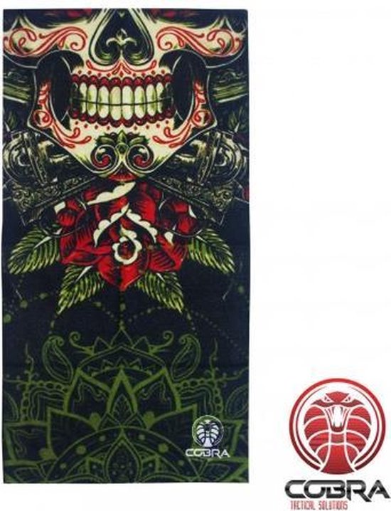 Bandana Skull Green | Stretch | 140gsm anti-UV Polyester | 25 x 50cm ...