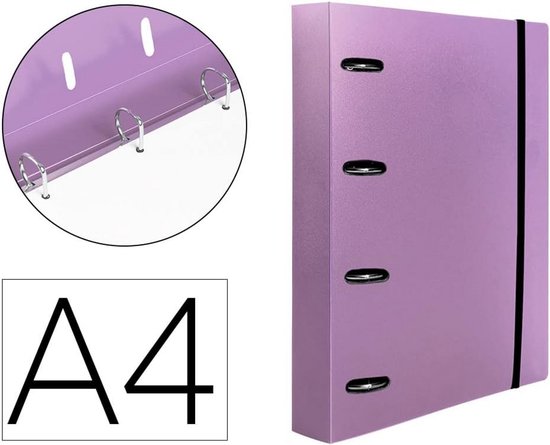 A4 Map met 4 Ringen en Geruit Papier (100 Vellen, 80g) - Lavendel | bol