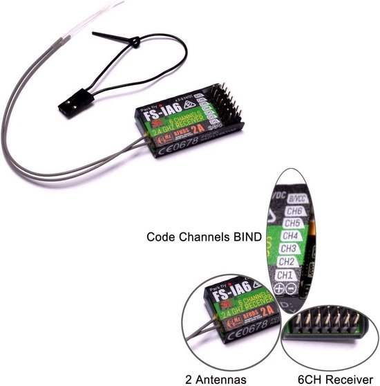 2.4GHz 6-Kanaals RC Zender en Ontvanger Set voor Vliegtuig Helikopter ...