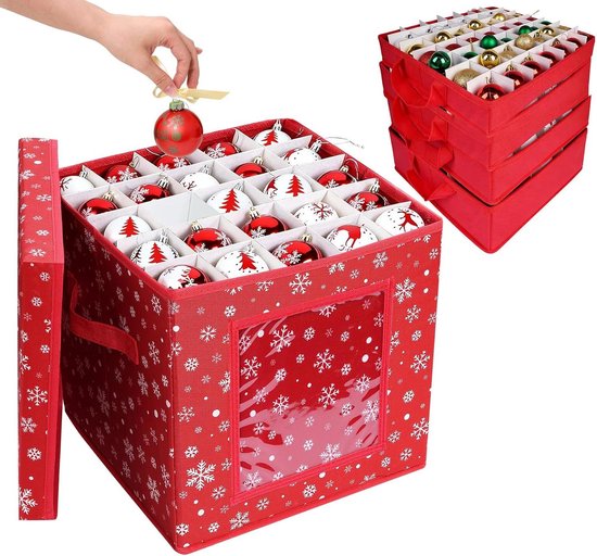 Opslag voor 83 kerstballen - 4 niveaus - Handige opbergdoos met ...