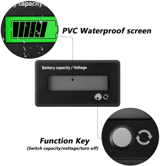 12V - 72V Batterij Meter met Alarm en Capaciteit Indicator - Voltage ...