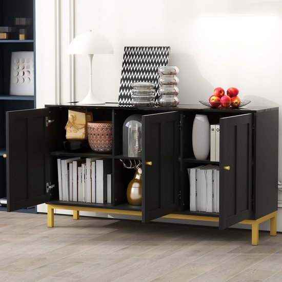 OKWISH Dressoir - Met Marmerlook Bovenblad - Voor Woonkamer Eetkamer ...
