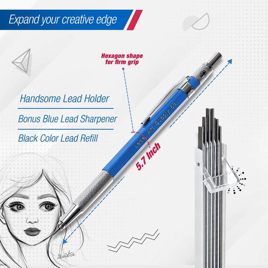 Set Vulpotloden 5B met Reservevullingen en Professionele Puntenslijper ...