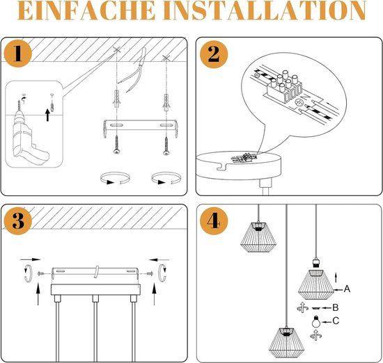 Glitzerlife - Hanglampen - Boho Retro - Lanternvormig - 3xE27 ...