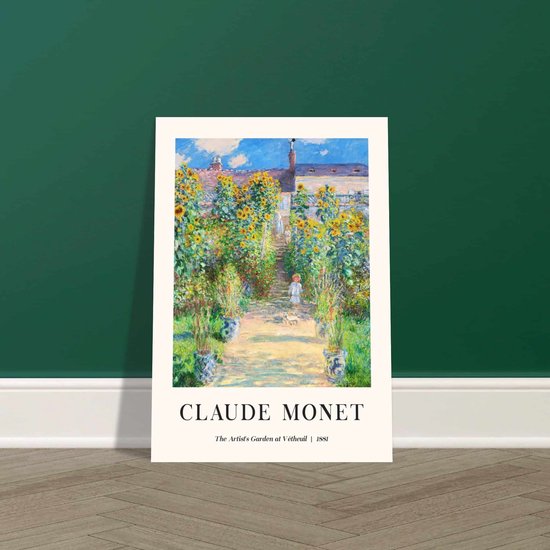 Claude Monet - The artist's garden at Vétheuil met Lijst 70x100 cm ...