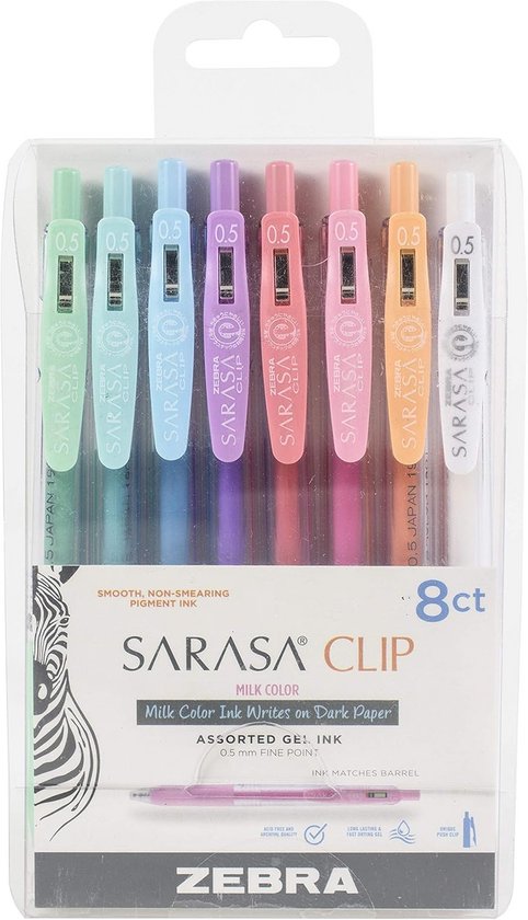 Set van 8 Gel Inkt Pennen 0.5mm Fijn Schrijven Melkachtige Assortiment ...