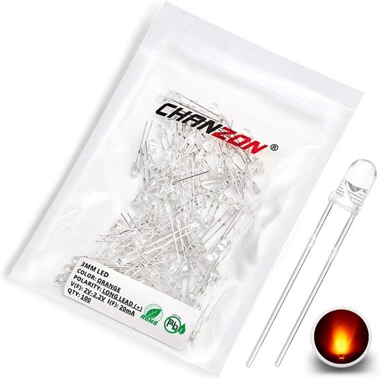 100 Stuks Oranje Amber LED Diodes 3mm Helder Licht Componenten | bol