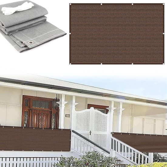 Balkon Afscherming 70x150 cm Bruin - UV-Bestendig Privacy Zonwering ...