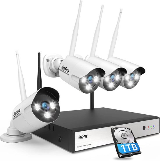 Draadloos 5MP Bewakingscamerasysteem met 8 Kanaals NVR en 4 WiFi Bullet ...