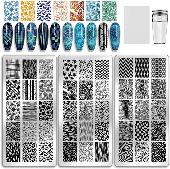 Textuur Patroon Nail Stempel Plaat - Nail Art Template - Roestvrij ...