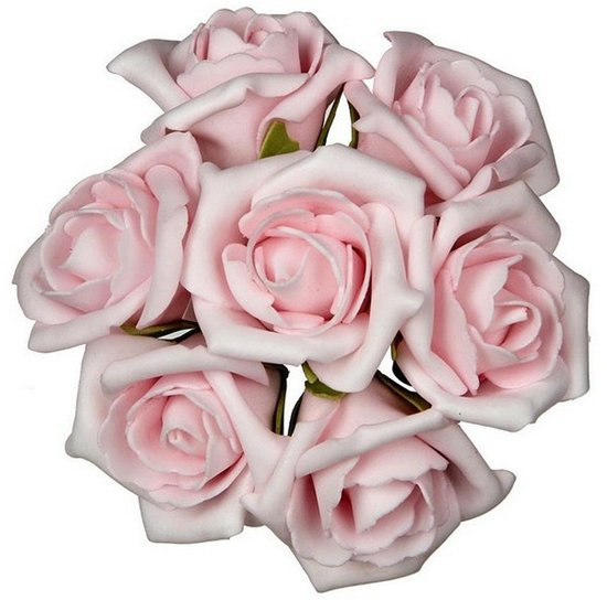 Ideas4seasons Decoratie roosjes foam - 4x - bosje van 7 - lichtroze ...