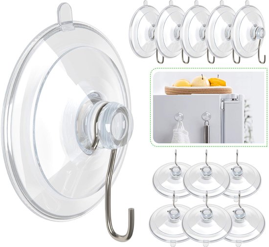 Zuignaphaken, 1,77 inch transparante PVC-zuignappen met metalen haken ...