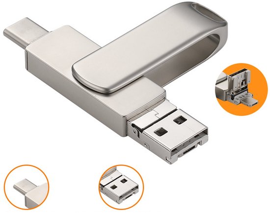 KINSI 4-in-1 USB 3.0 Flashstation - 128GB Geheugenstick - Snel ...