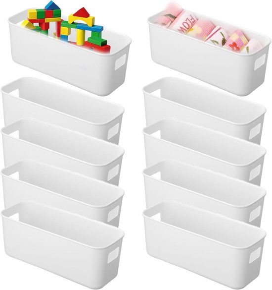 laeeyin 10 stuks opbergdozen, kunststof, wit, kleine opbergmanden ...