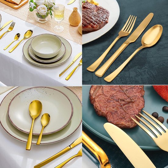 RFWR® Gouden Bestekset voor 6 Personen - 24 Delig Bestek in Modern ...
