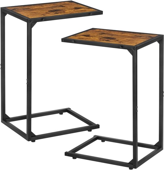 C-vorm Bijzettafel - Multifunctionele Salontafel - Metaal en Hout | bol