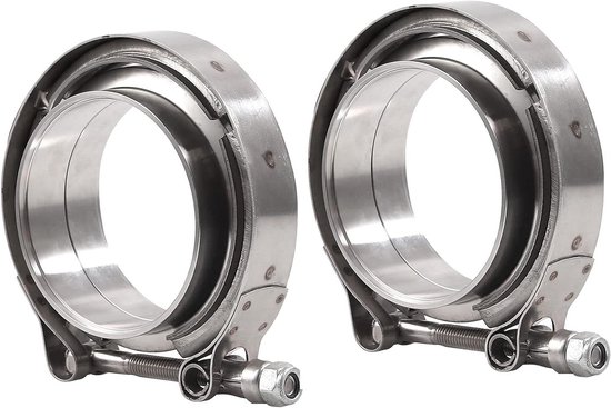 Auto Uitlaat V Bandklem Kit - RVS - 76 mm - Voor Turbo - Uitlaat Flens ...