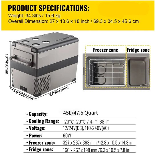 Draagbare Koelbox – Mobiele Koelkast – Mini Koelbox – Auto Koelbox – 45L – Preciese... | bol